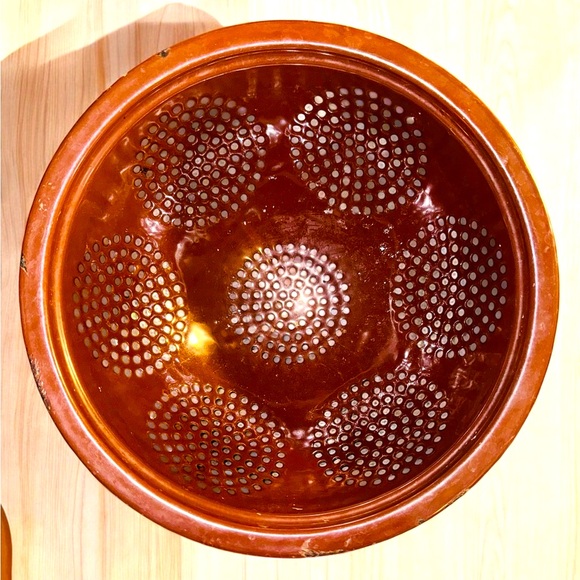 Vintage | Kitchen | Vintage Brown Graniteware Kitchen Colander Strainer ...